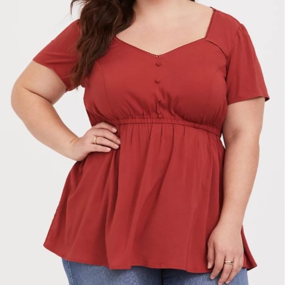 torrid | Tops | Torrid Rust Color Sweetheart Neck Babydoll Top 3x ...